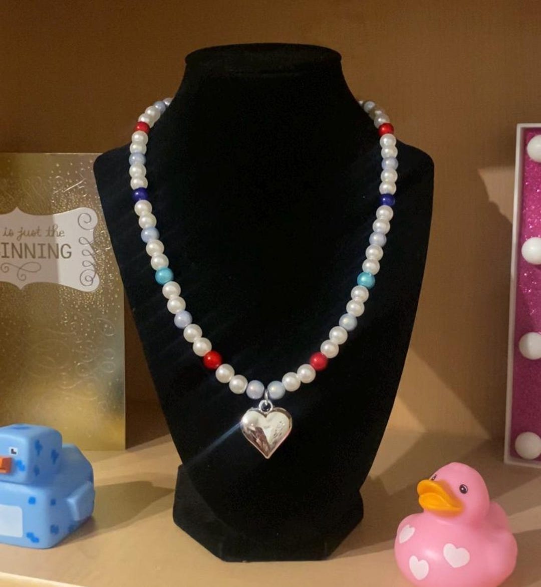 Faux Pearl Addison Rae Heart Pendant Necklace - Etsy