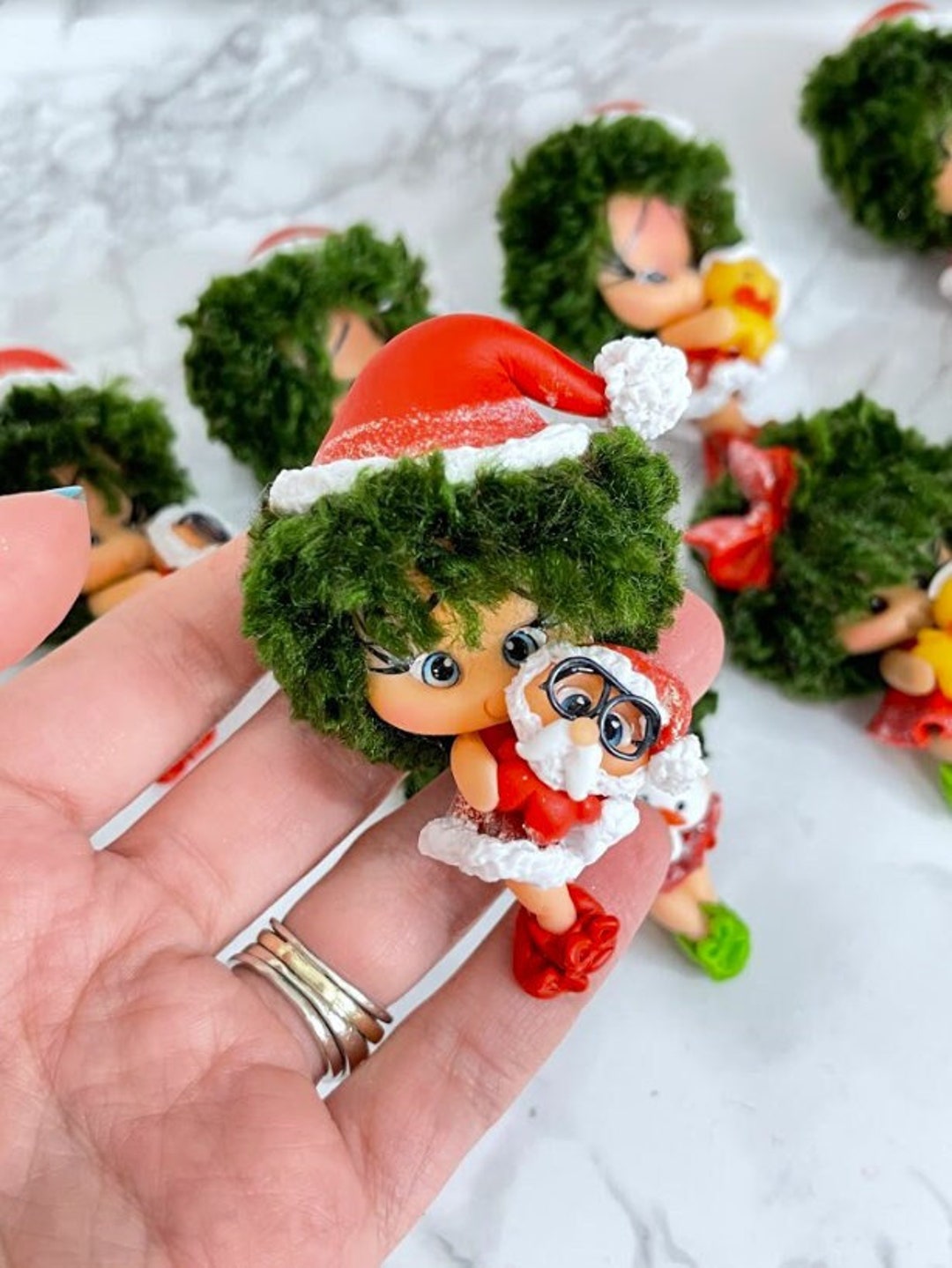 Santa Claus Helper Christmas Clay Doll Christmas Clay Figurines Holiday ...