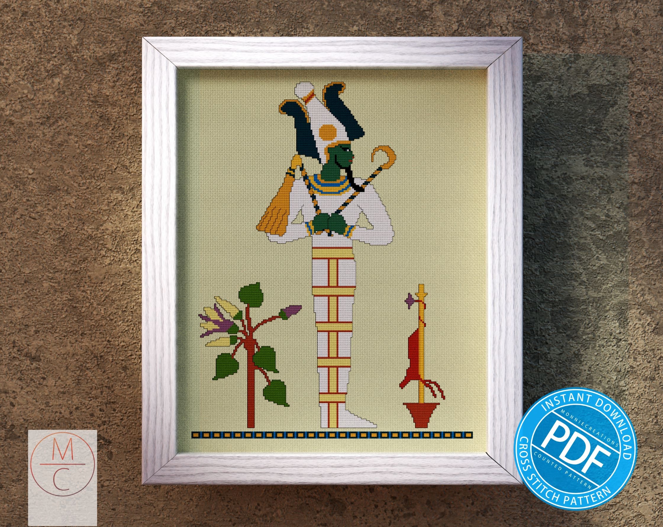 Egyptian Cross Stitch Pattern | God Osiris | Egyptian God | Ancient ...