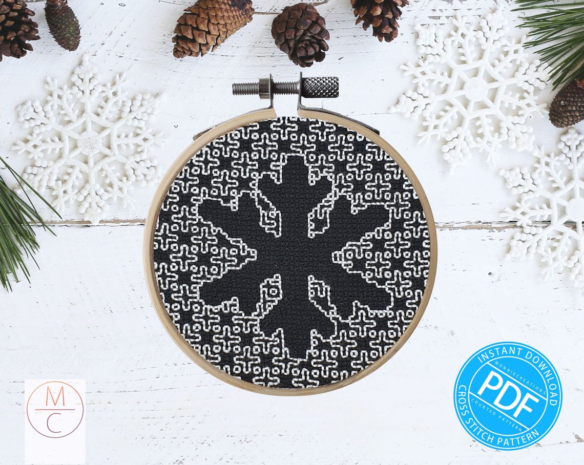 Christmas Blackwork Pattern Snowflake Embroidery Mini - Etsy