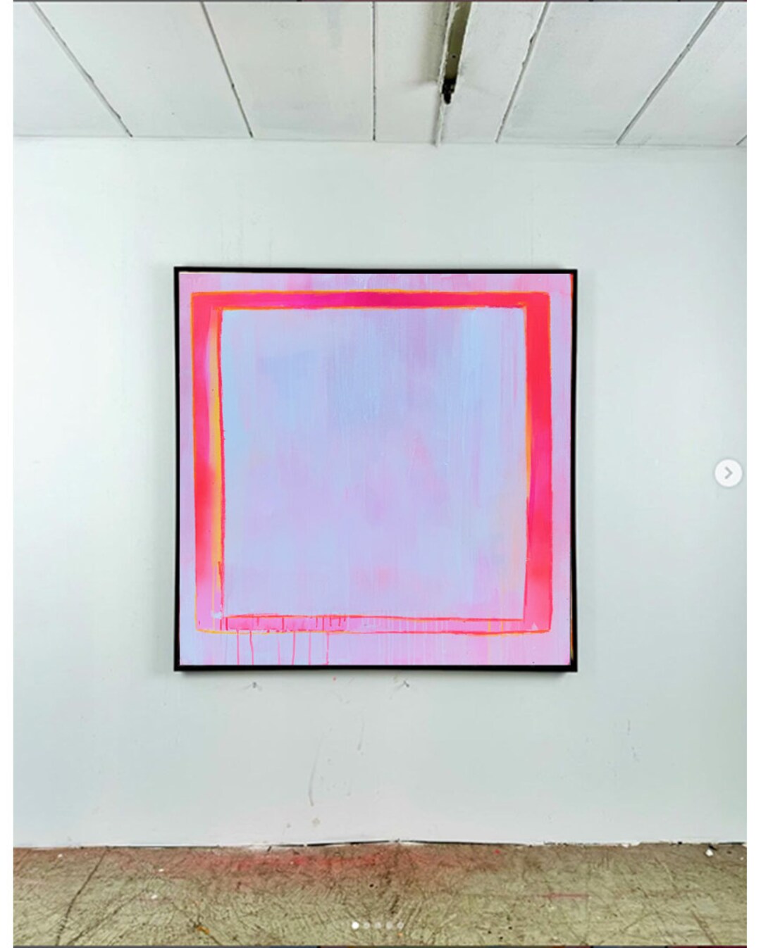 Neon Pink Square 36x36 Inch Original Abstract Vibrant Aerosol Pastel ...