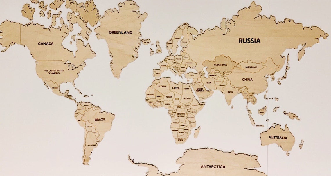 World Map Glowforge File Laser Cutter SVG - Etsy