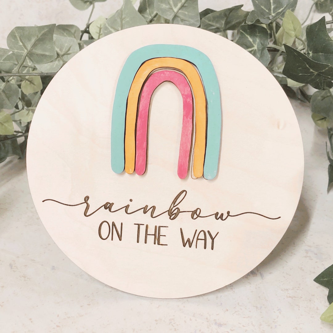 Rainbow Baby Sign Pregnancy Announcement Laser Cut File SVG for ...