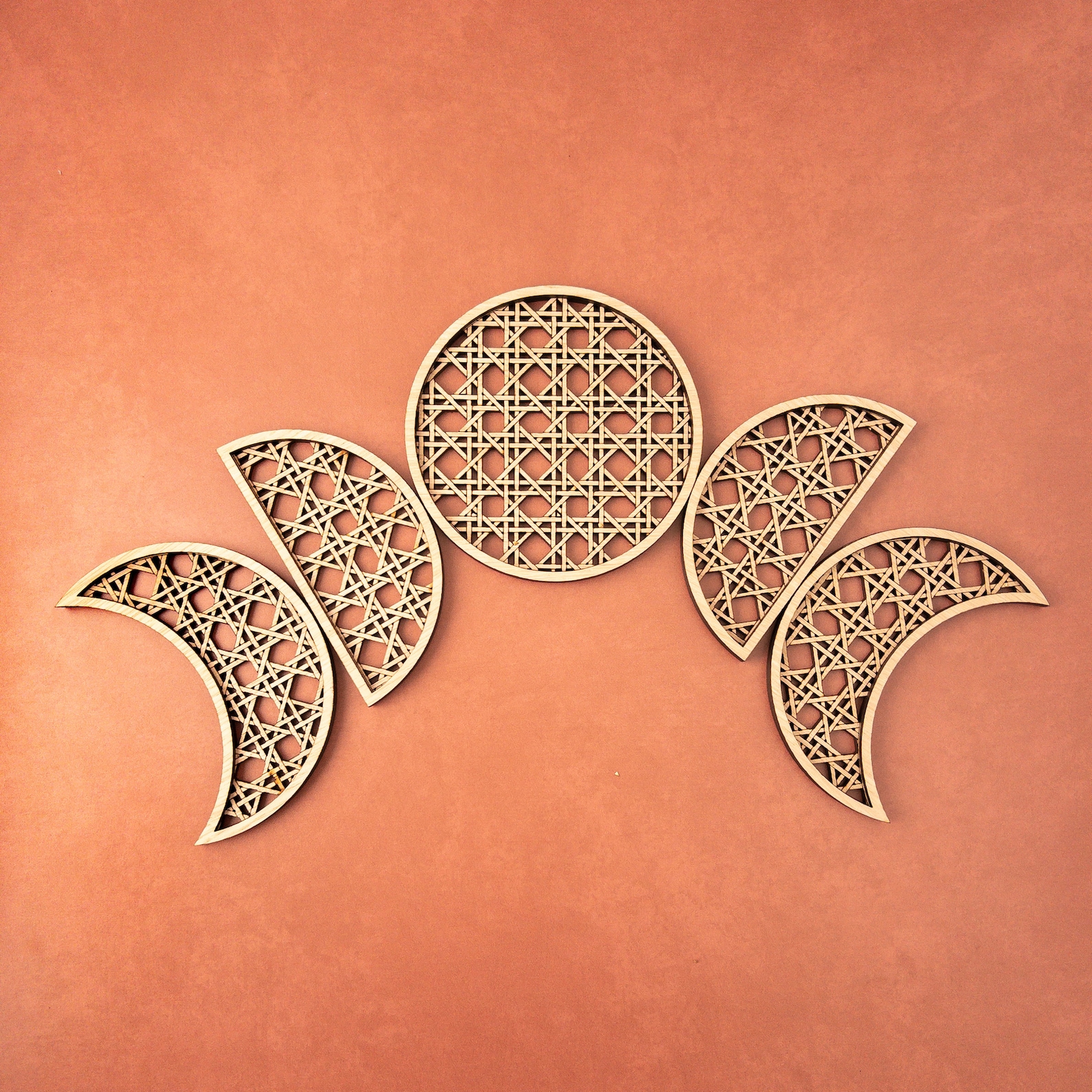 Rattan Cane Moon Phases Wall Hanging File Laser Cut File for Glowforge ...