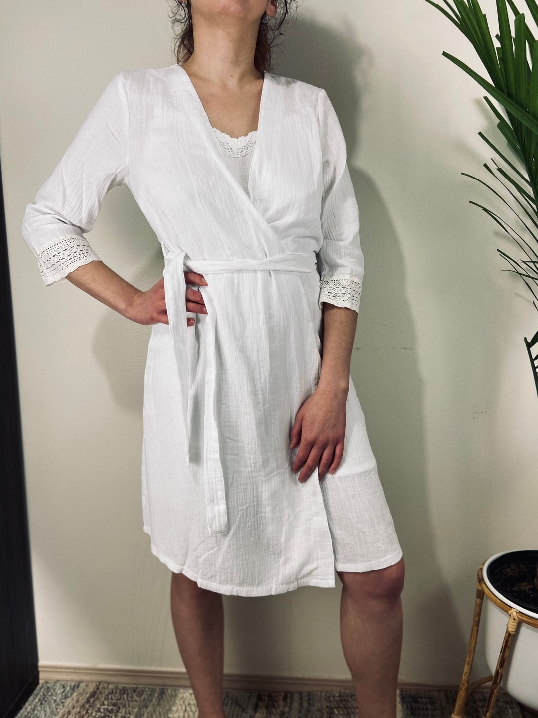 Muslin Bathrobe Belted Robe - Etsy