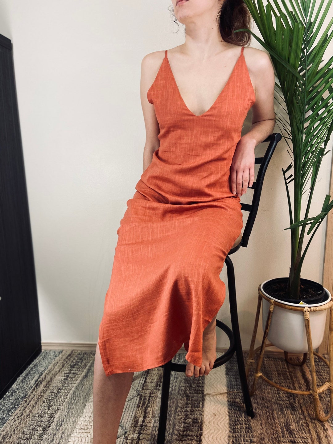 Cotton Linen Strap Dress - Etsy