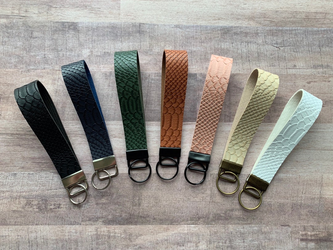 Snake Skin Leather Key Fob Wristlet Animal Print Wrist Strap Keychain ...