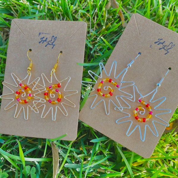 Sun Wire Earrings - Etsy