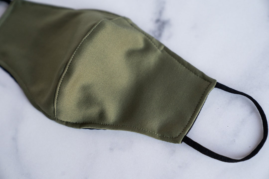 Olive Green Face Mask, Replaceable Nose Wire, Double Layer With Filter ...
