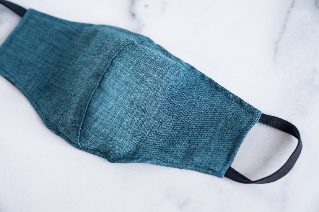 Cerulean Blue Face Mask, Replaceable Nose Wire, Double Layer With ...