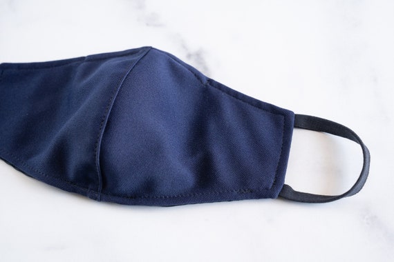 Navy Blue Face Mask Replaceable Nose Wire Double Layer With | Etsy