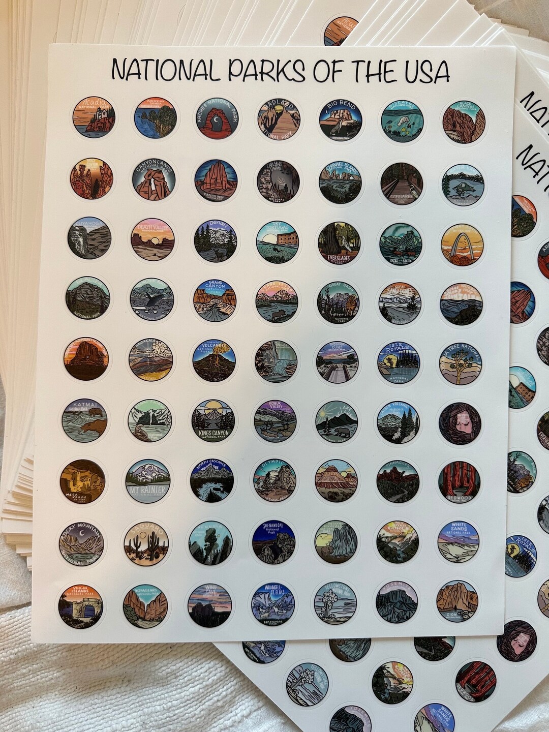 National Park Sticker, USA Stickers, National Park Sticker Sheet, All ...