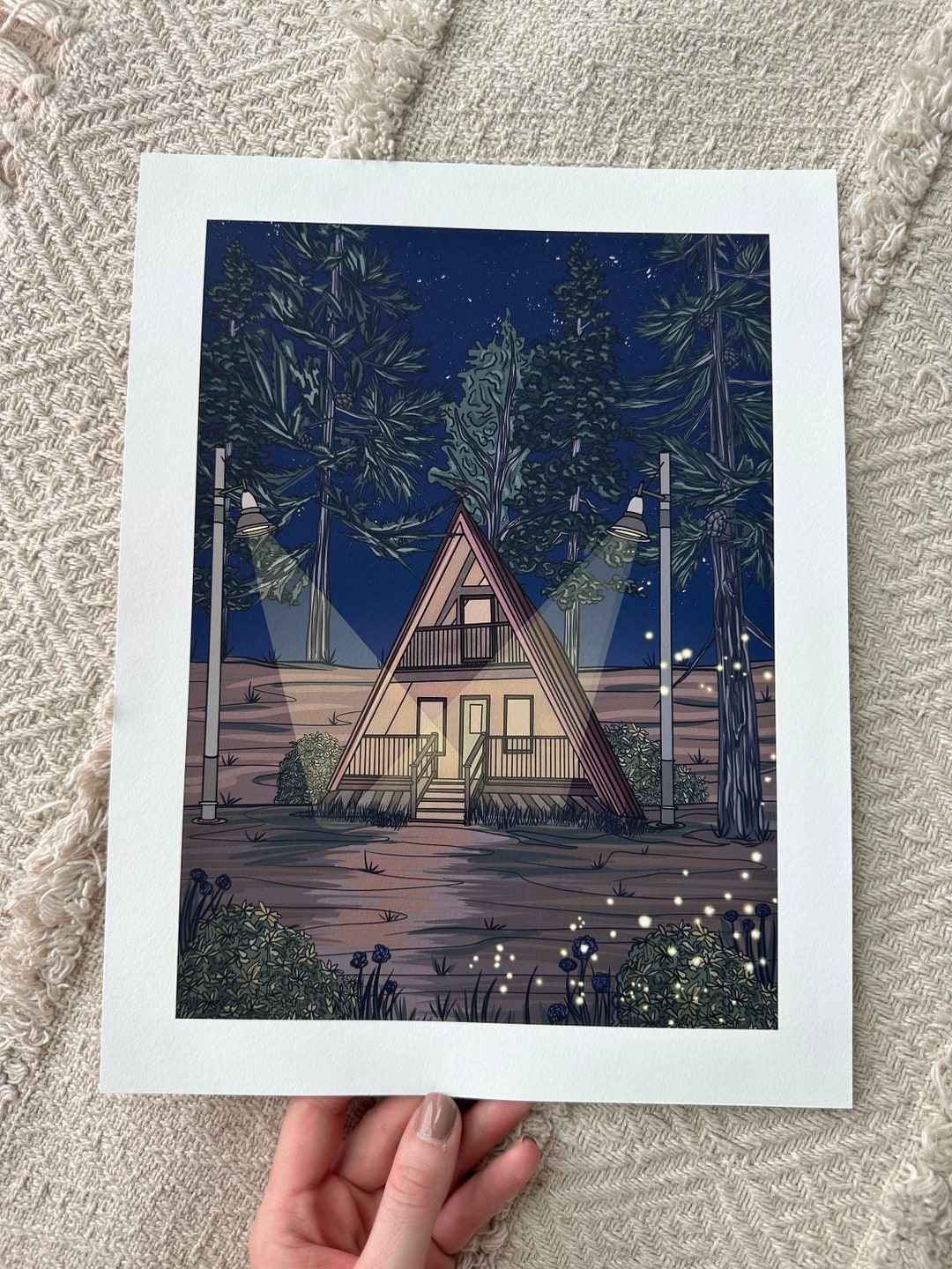 A-frame Cabin Print, Cabin Print, Fireflys Print, Cabin in the Woods ...