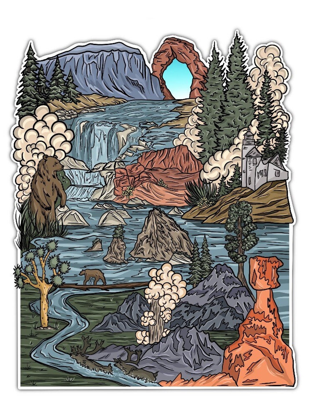 National Park Sticker, Hiking Stickers, Outdoor Nature Sticker ...