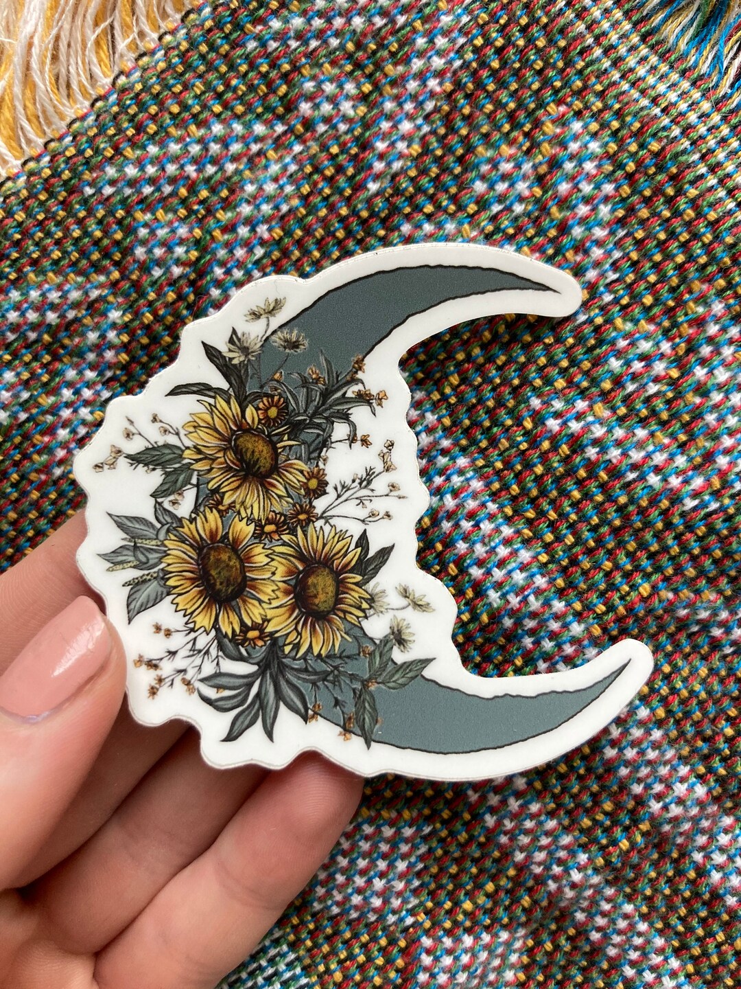 Floral Moon Sticker. Flower Stickers/floral Sticker /for Water Bottle ...