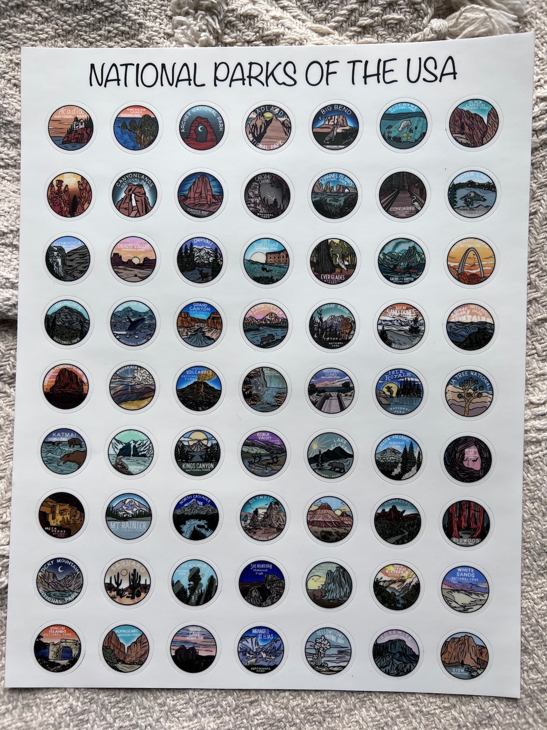 National Park Stickers, National Park Sheet, 63 National Parks, Small ...
