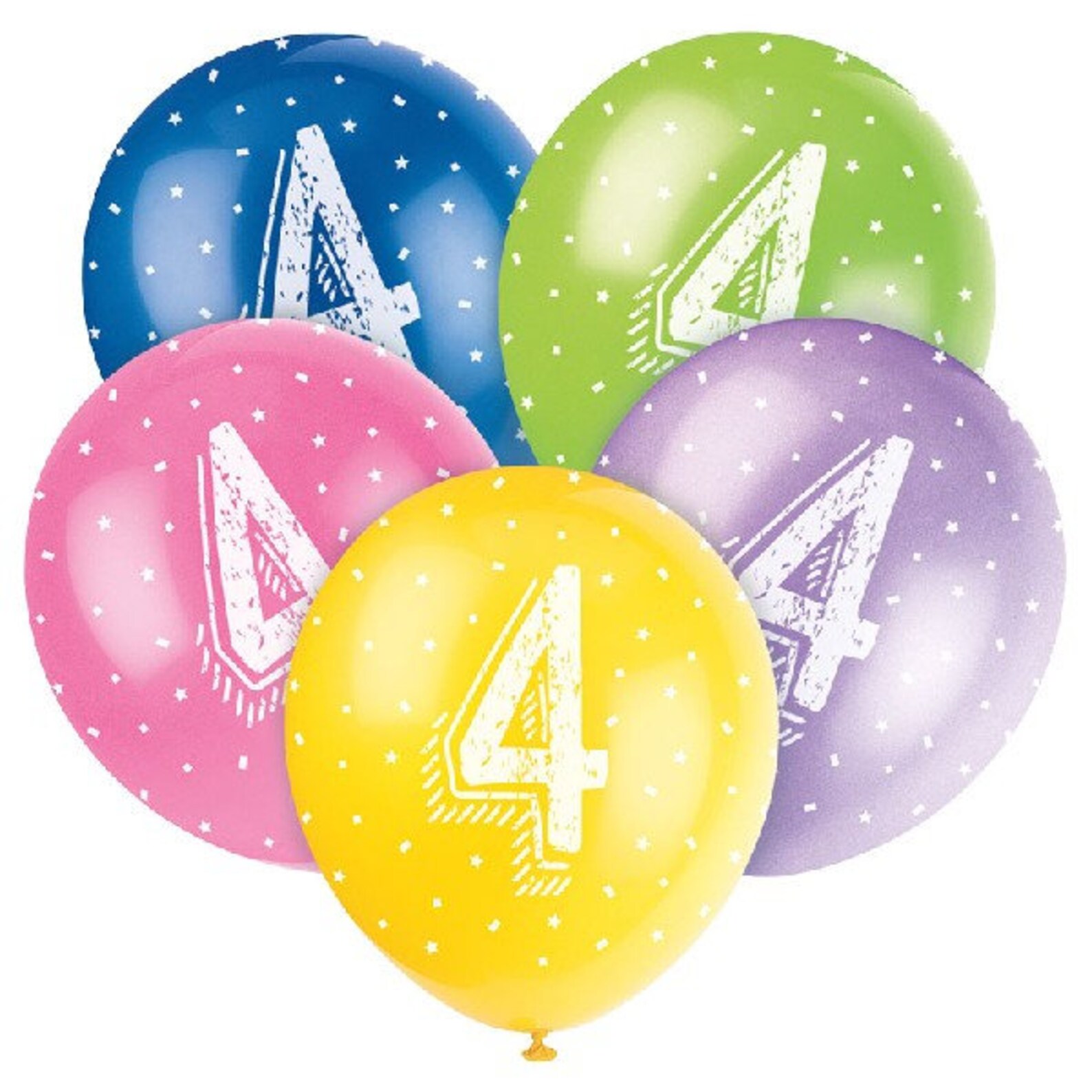 5 Pack Number 4 Multicoloured Balloons - Etsy