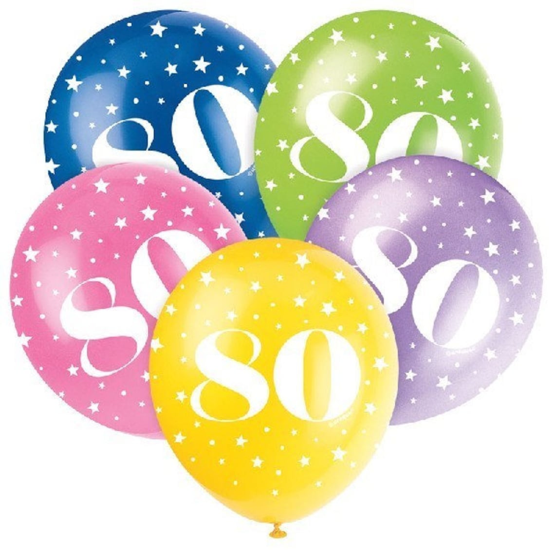 Pack Of 5 80th Birthday Balloons Etsy