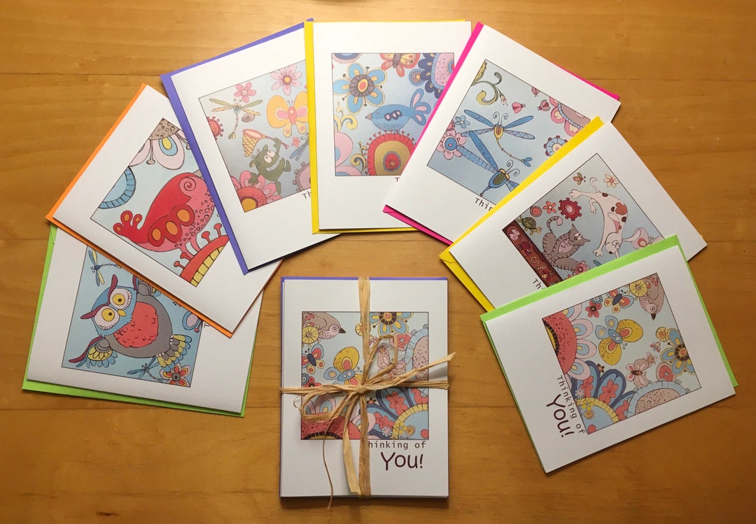 Thinking of You Note Card Set of 7 - Etsy
