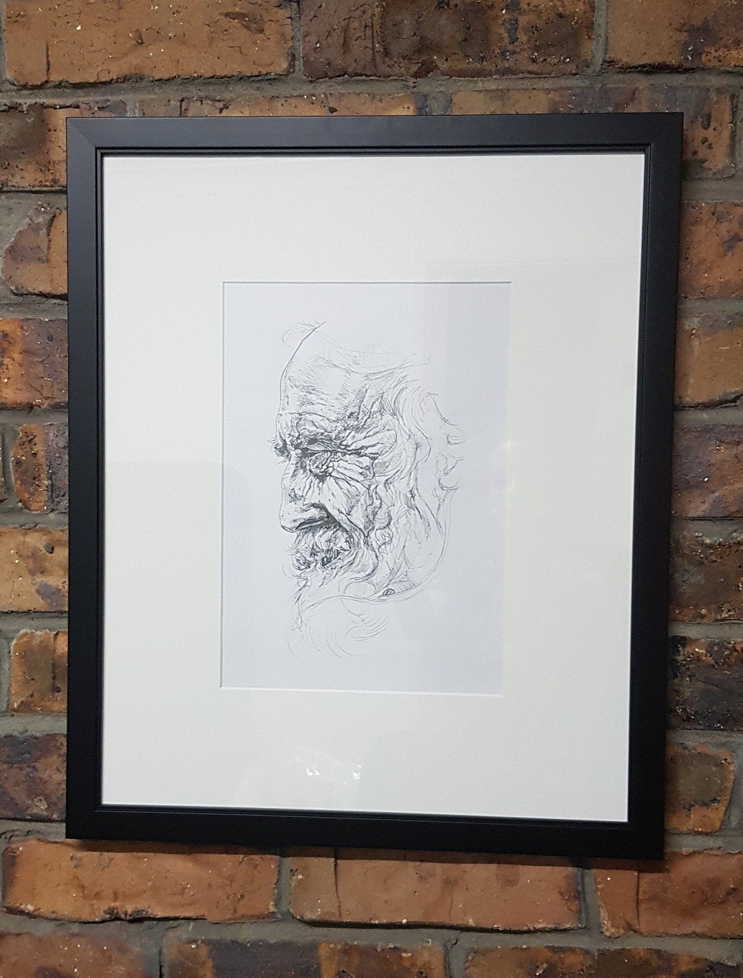 Ink Portrait of Older Man - Etsy