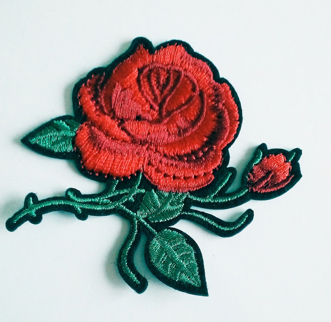 RED ROSE Embroidered Iron on Sew on Patch - Etsy