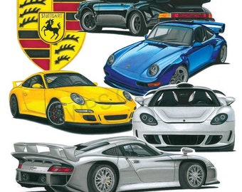 Porsche Collage - Etsy