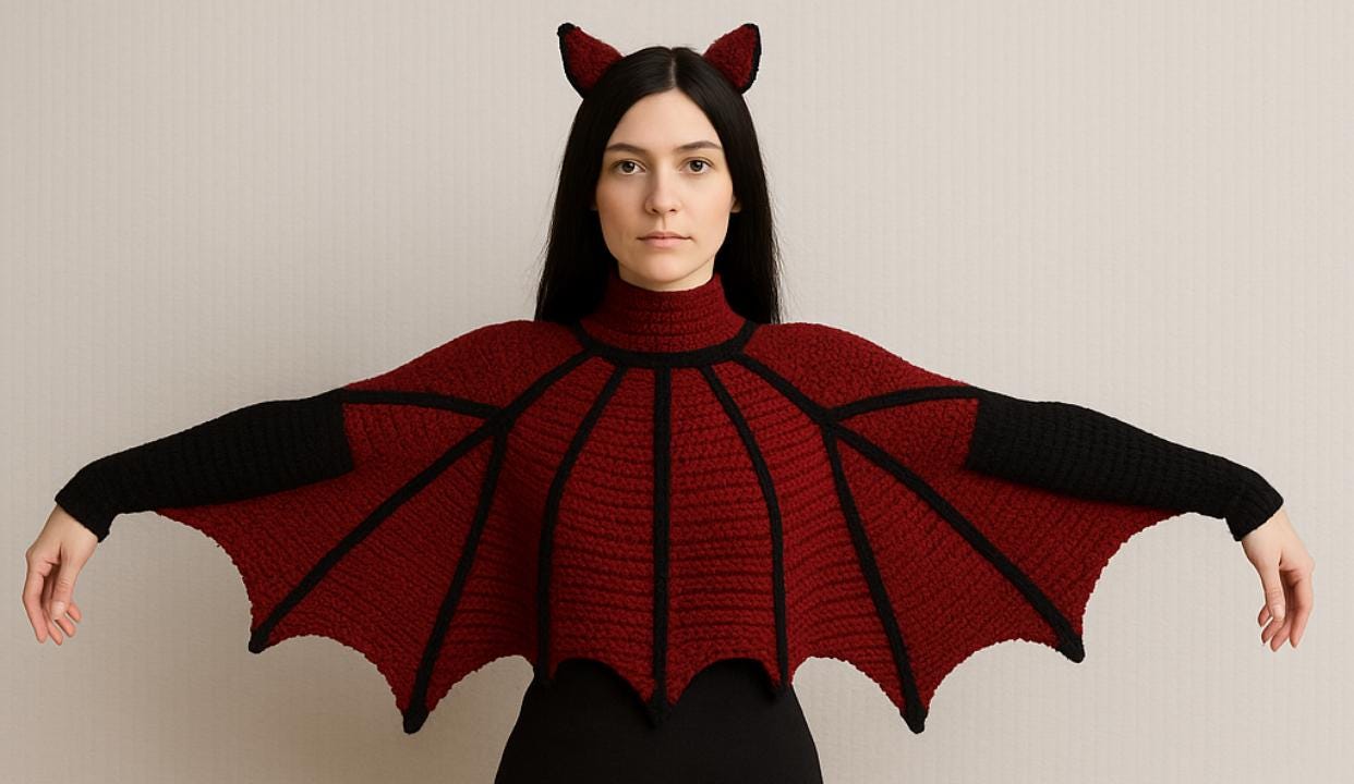 Adult Halloween Bat Winged Crochet Costume - Etsy