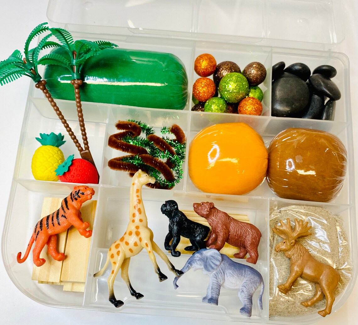 Zoo Animal Play Dough Kit | Safari Play Dough Kit | Safari Sensory Play ...
