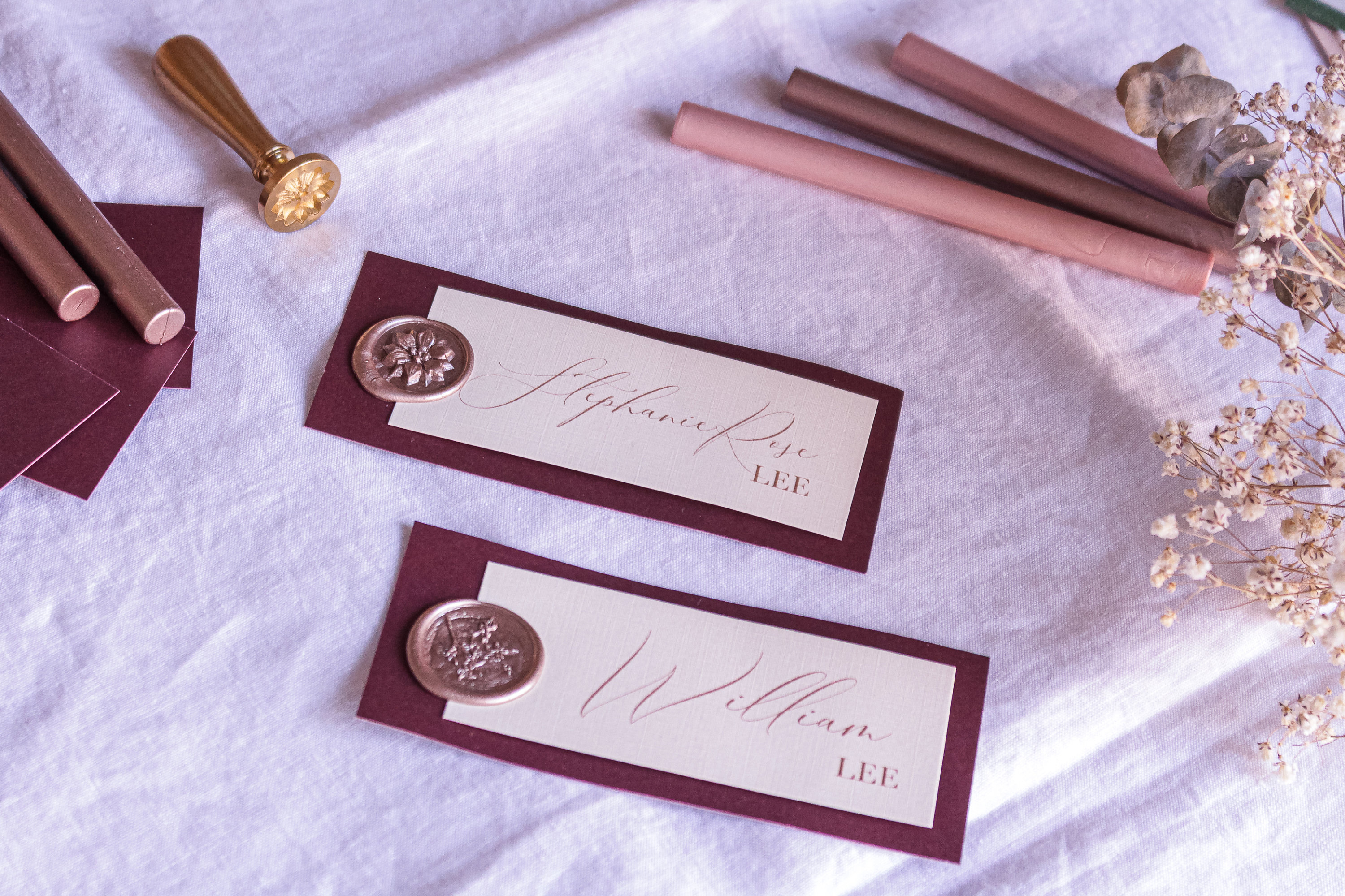 Calligraphy Place Cards Wax Seal Place Cards Event Table Place Cards ...