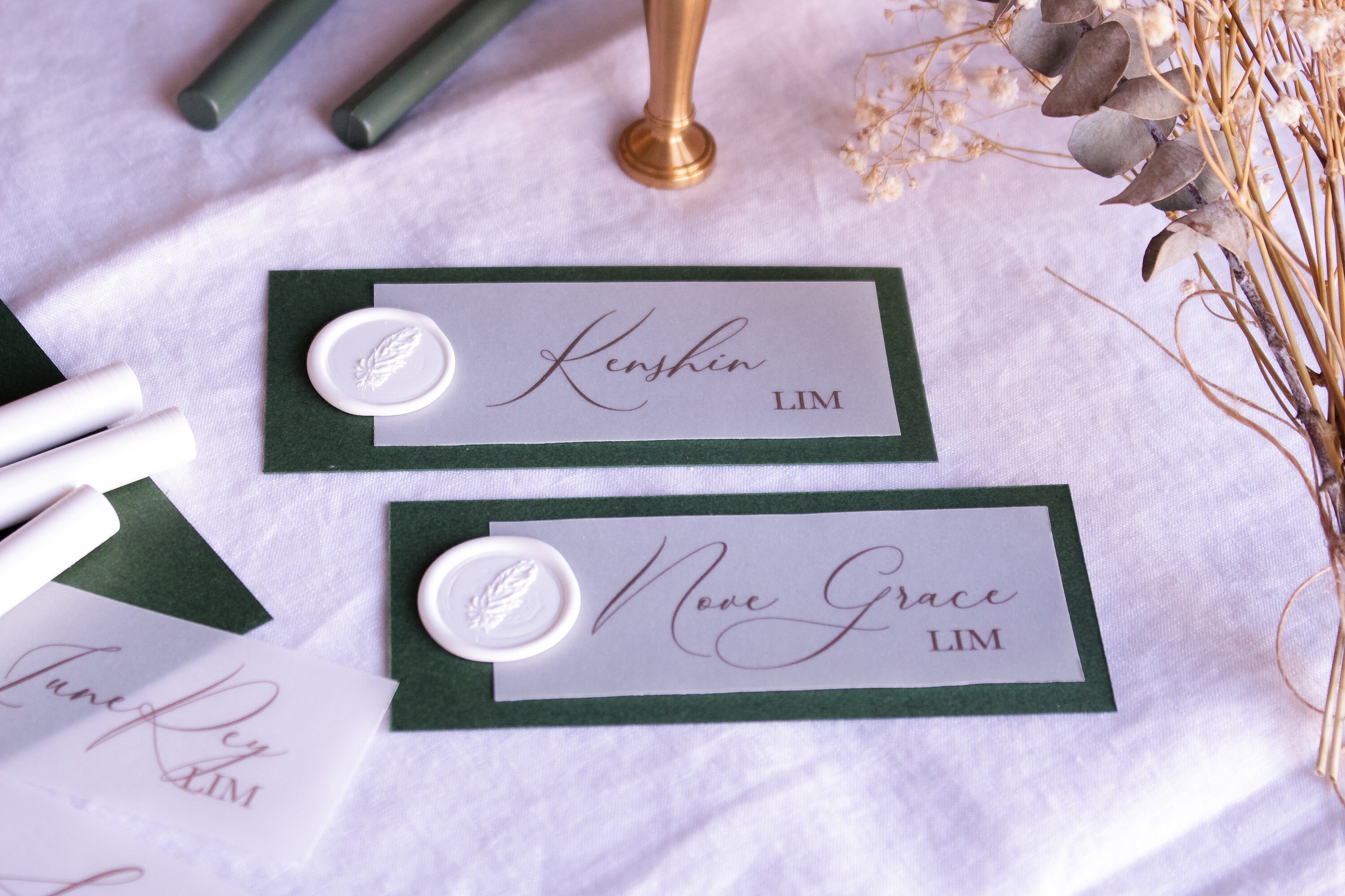 Calligraphy Place Cards Wax Seal Place Cards Event Table Place Cards ...