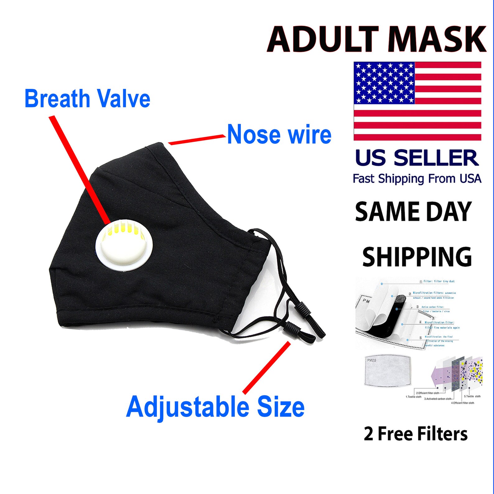 Mask Personalized Face mask Built in Air Valve with Filters | Etsy