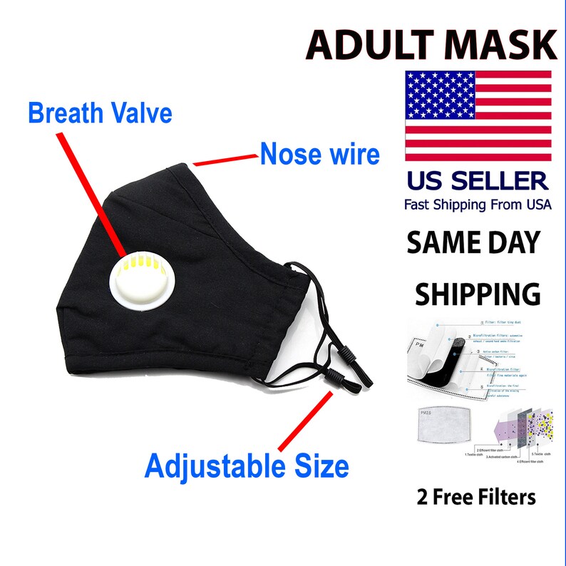Mask Personalized Face Mask Built in Air Valve With Filters | Etsy