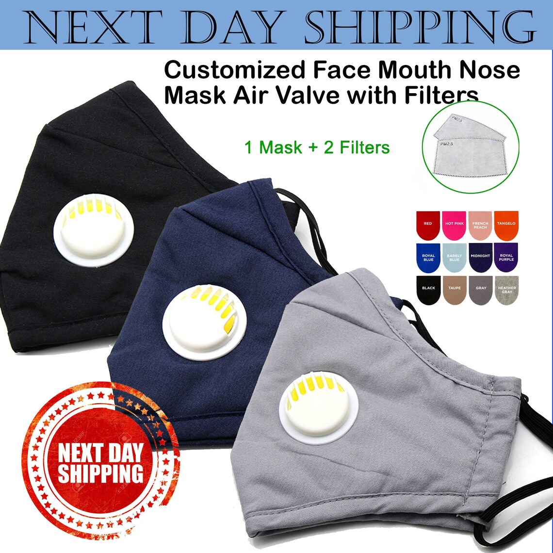 Mask Personalized Face mask Built in Air Valve with Filters | Etsy