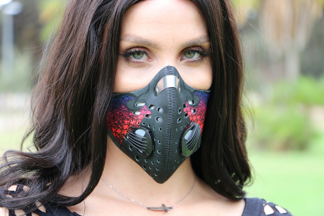 Cycling Face Mask Dust Activated Carbon With Filter Black Red Blue - Etsy