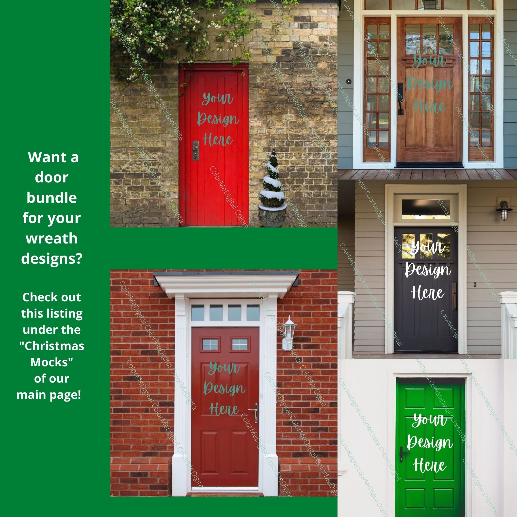 Front Door Step Mock up for Your Sign and Wreath Designs Digital White ...