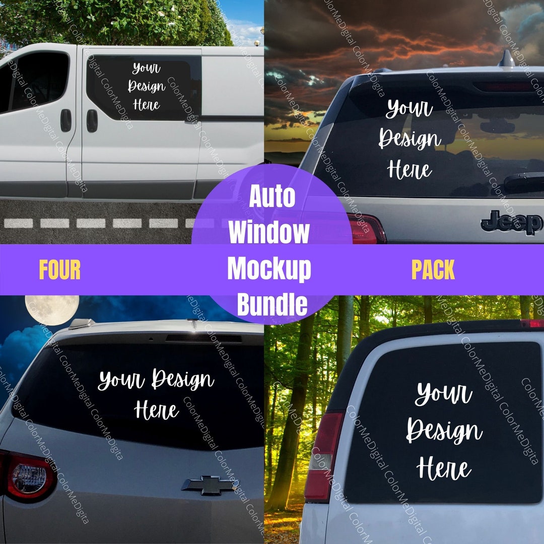 Car Window Mockup Bundle for SVG Vinyl Decal Mock up 4 Pack Mock Ups ...