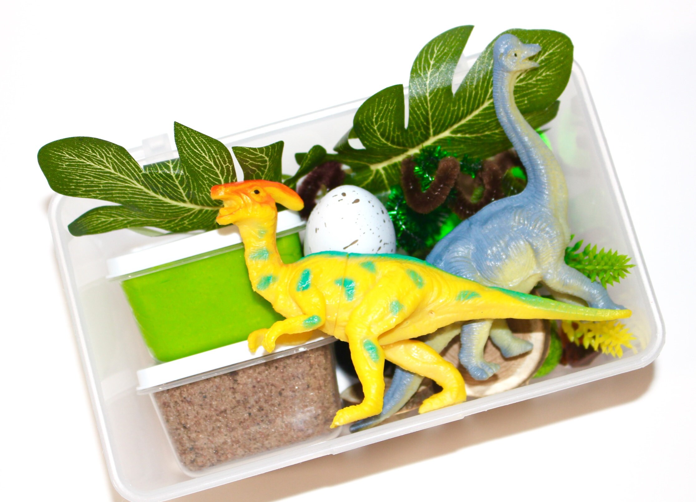 Travel toy Gift for kid Dinosaur playdough kit Dinosaur sensory box ...