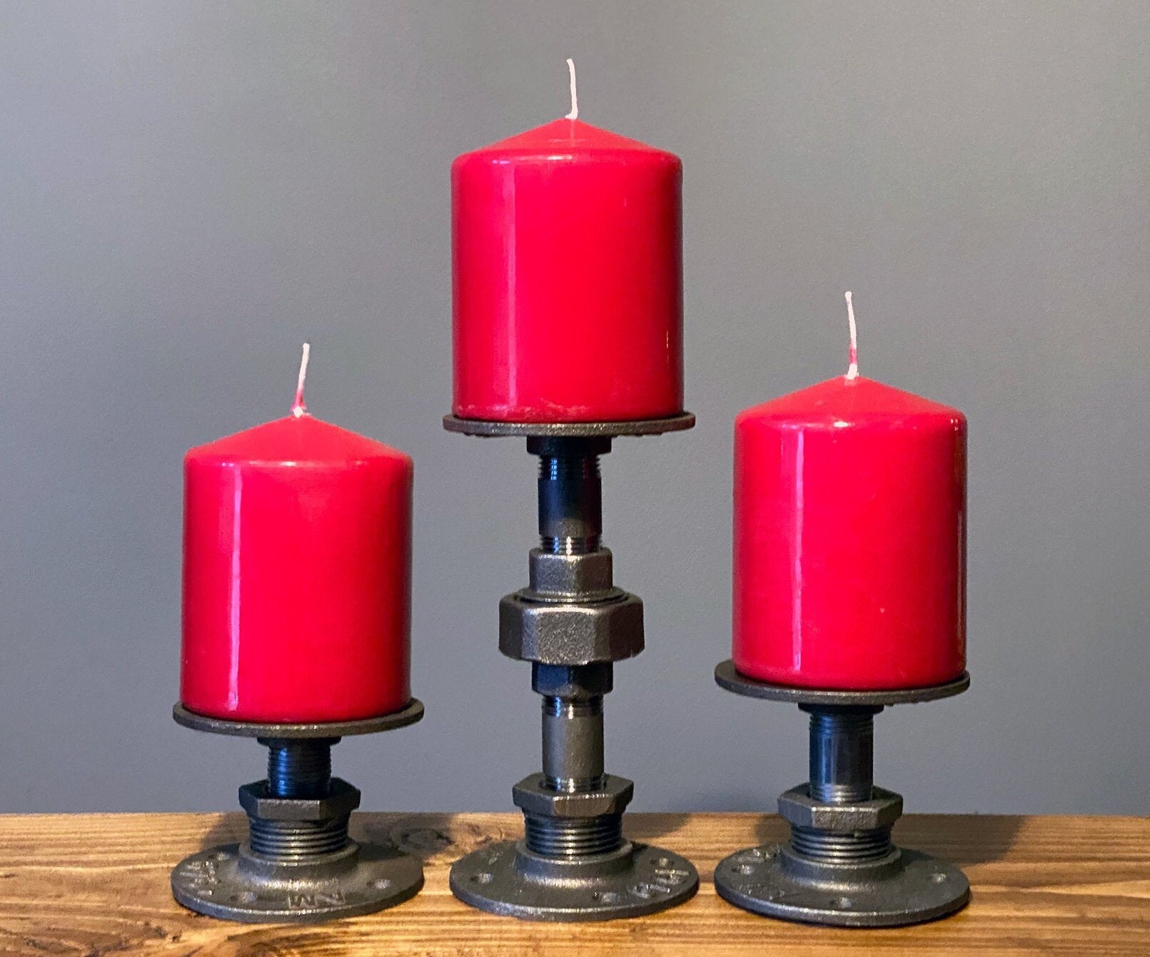 Industrial Pillar Candle Holders - Etsy UK