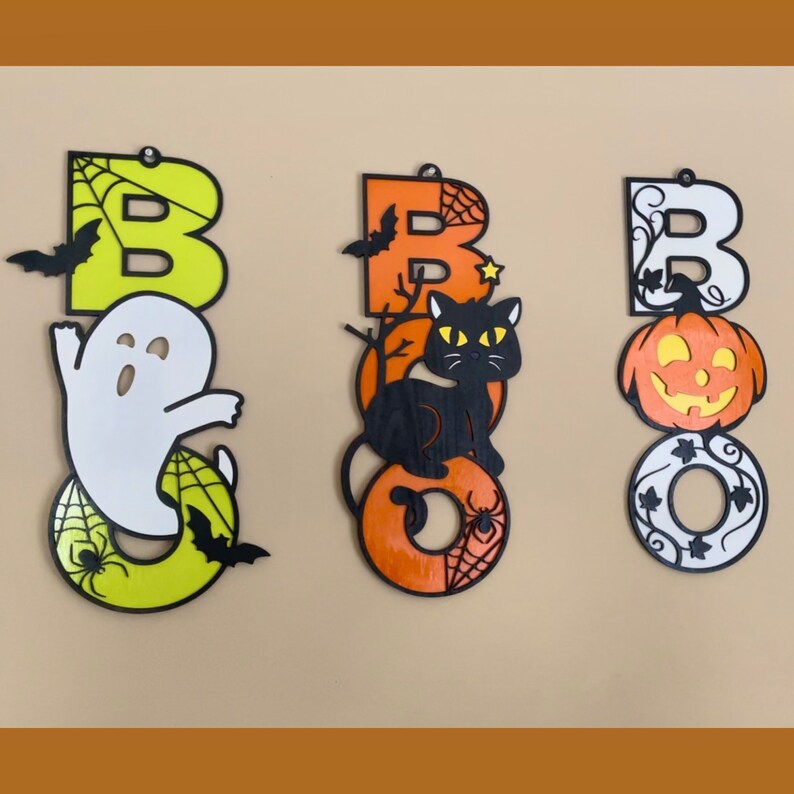 Halloween Boo Door Hanger Ghost Boo Sign Pumpkin Boo Sign - Etsy