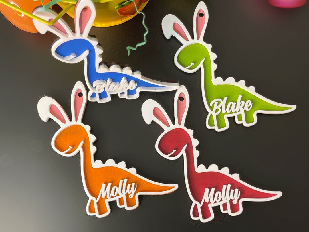 Personalized Dinosaur Easter Basket Tag: Hand-painted Dino Name Tag - Etsy