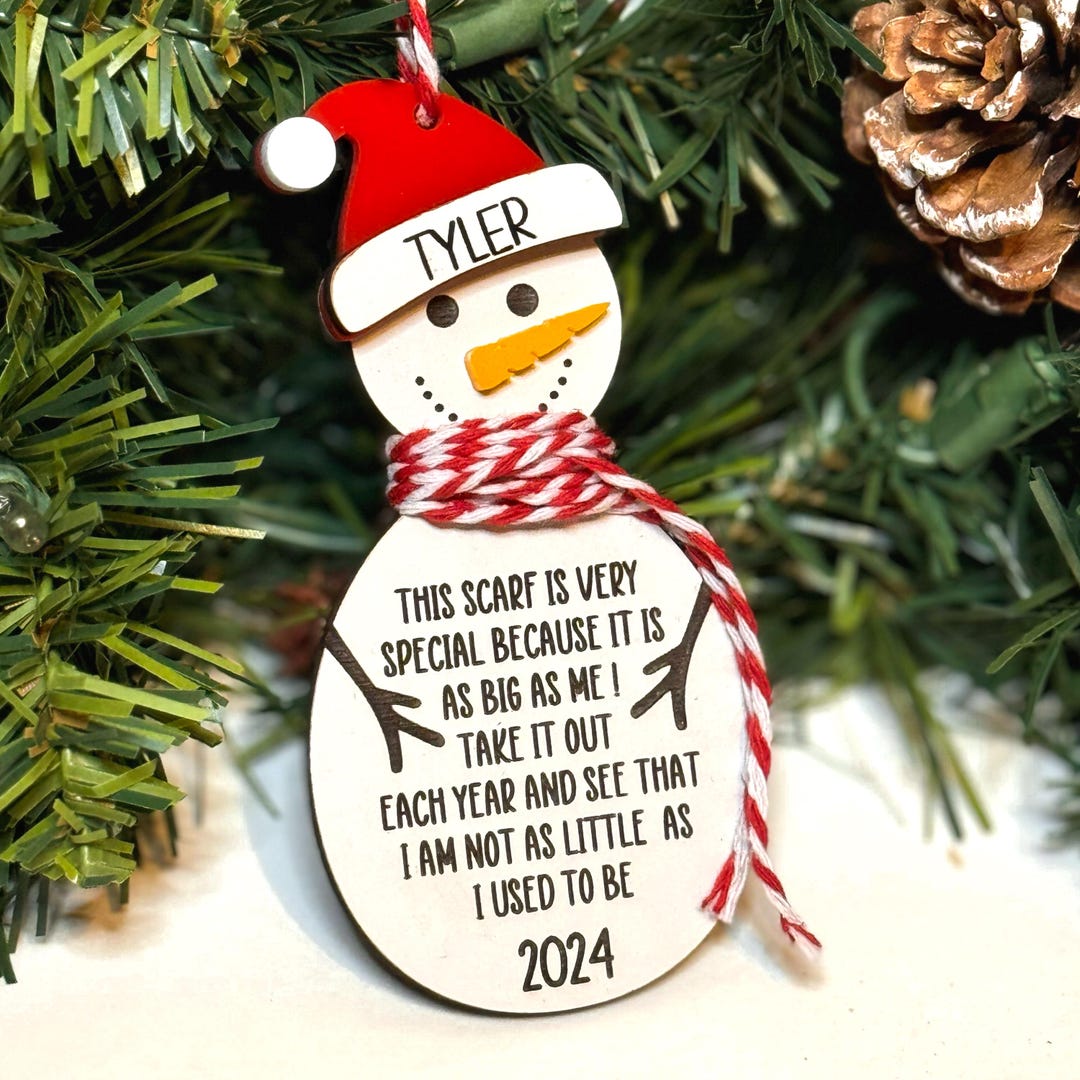 Personalized Snowman Height Ornament Keepsake, 2024 Baby's First ...