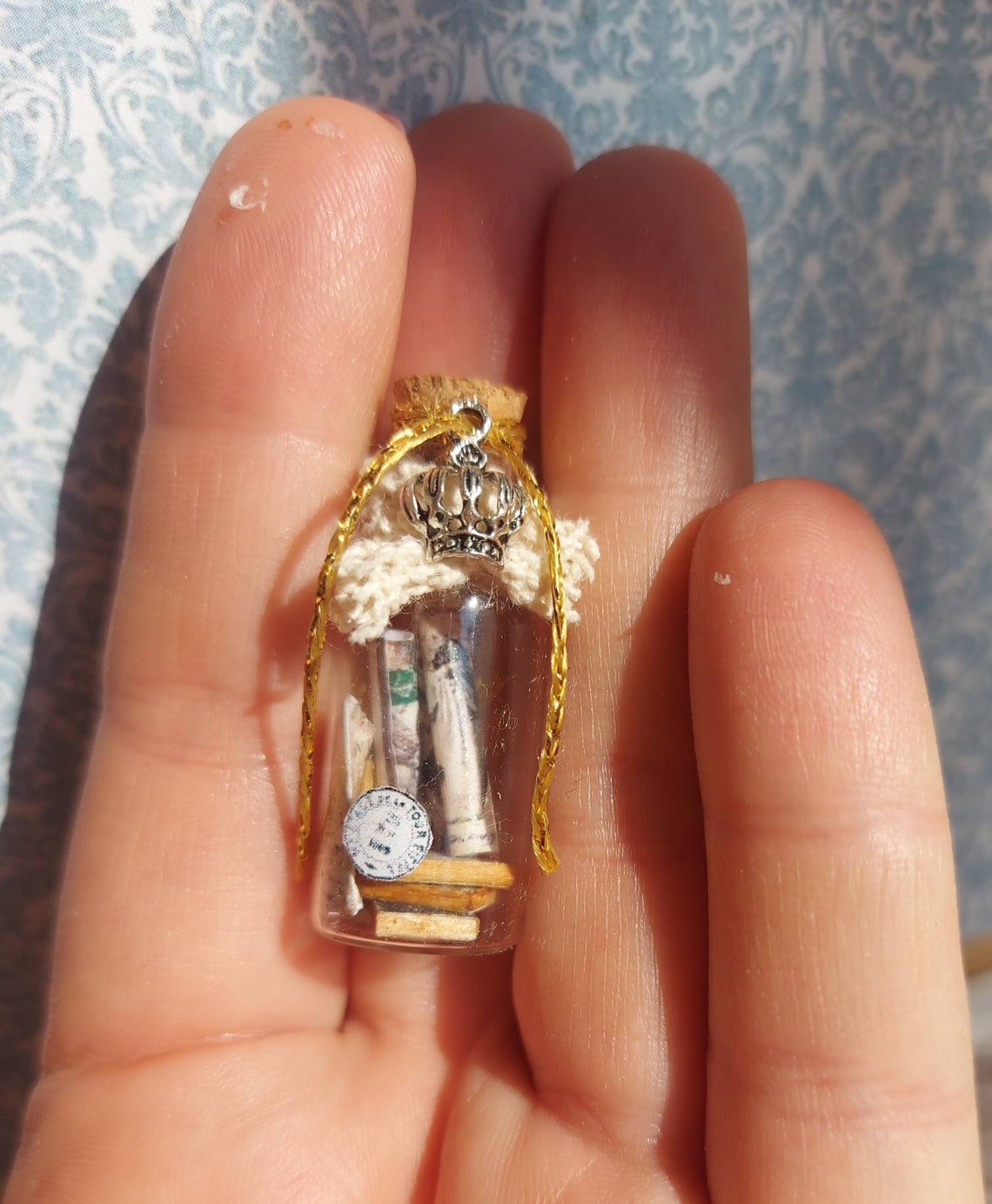 Miniature Decorative Glass Jar With Books Letters and Scrols - Etsy