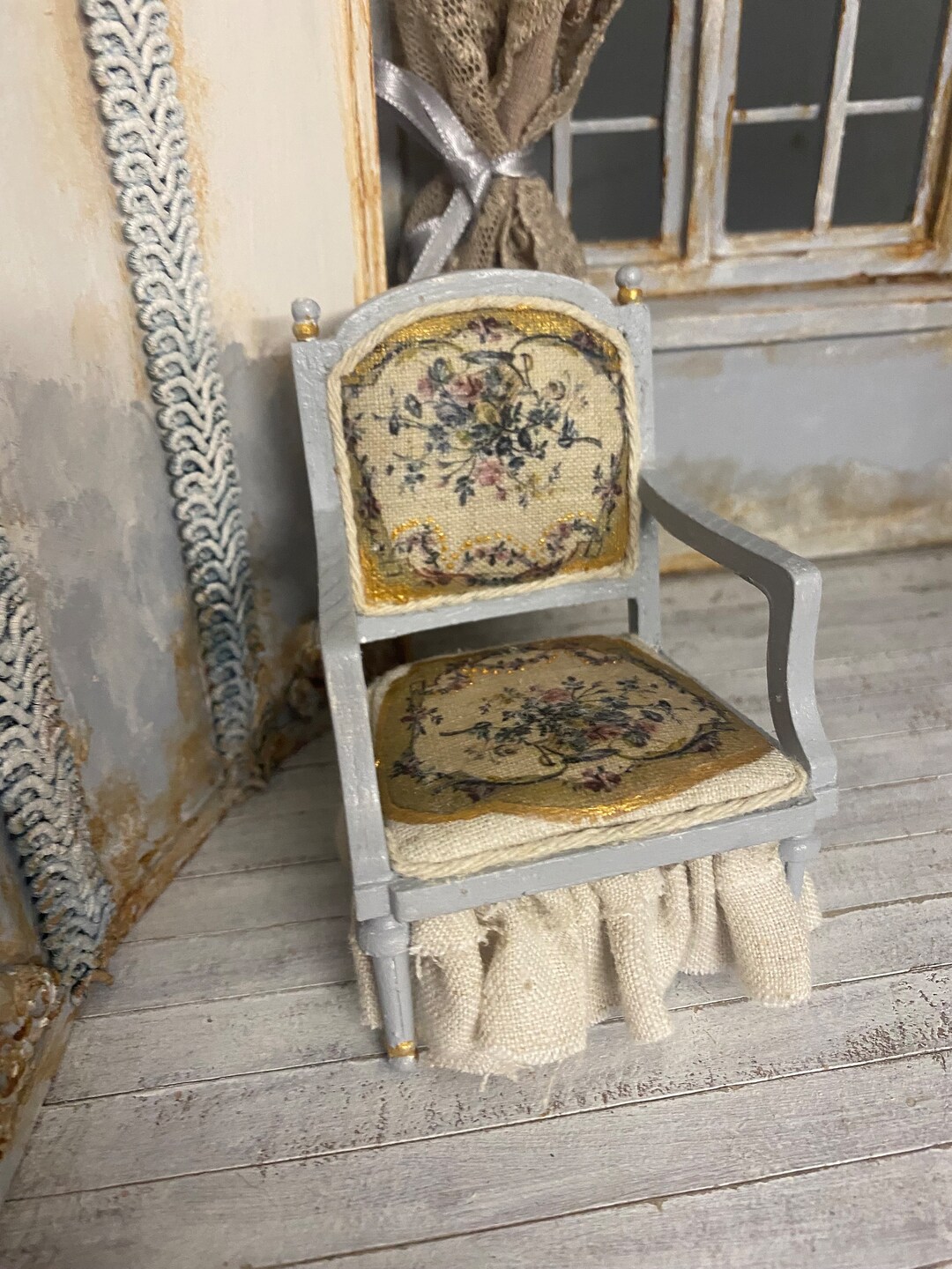 Miniature Antique Baroque Wooden Armchair,scale Miniature French ...