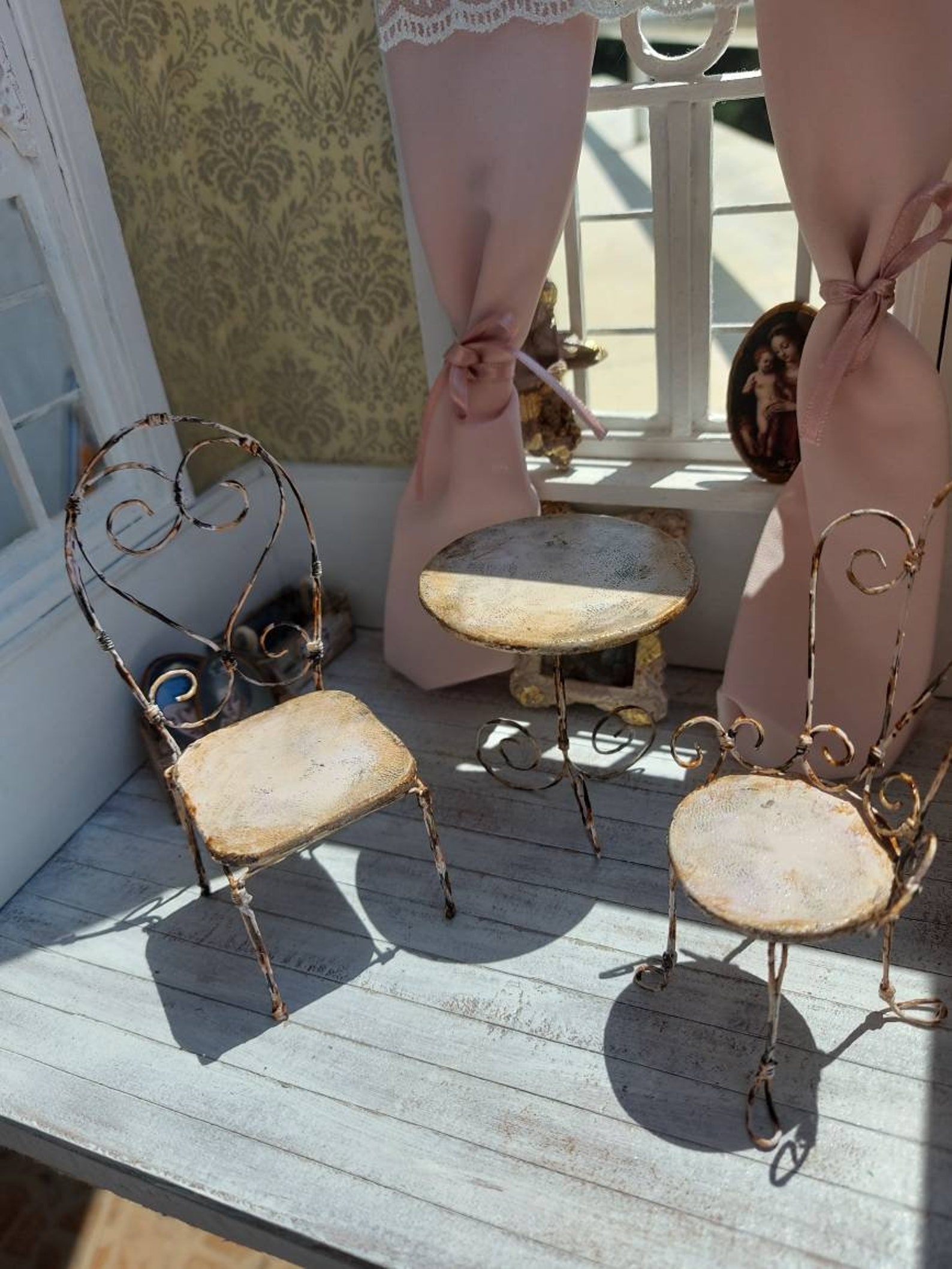 Miniature Garden Chair Dollhouse Wire Chair One Inch Scale | Etsy