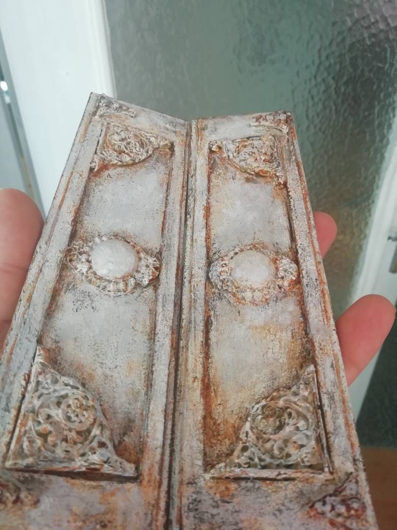 Set of Two Wooden Miniature Doors With Ornaments 1:12 Scale - Etsy