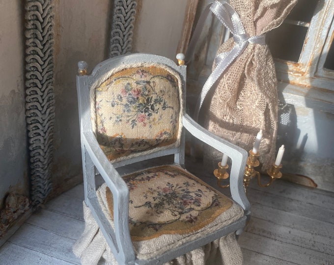 Miniature Antique Baroque Wooden Armchair,scale Miniature French ...