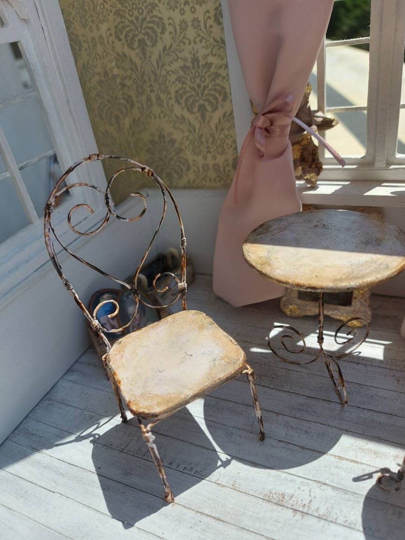 Miniature Garden Chair Dollhouse Wire Chair One Inch Scale - Etsy