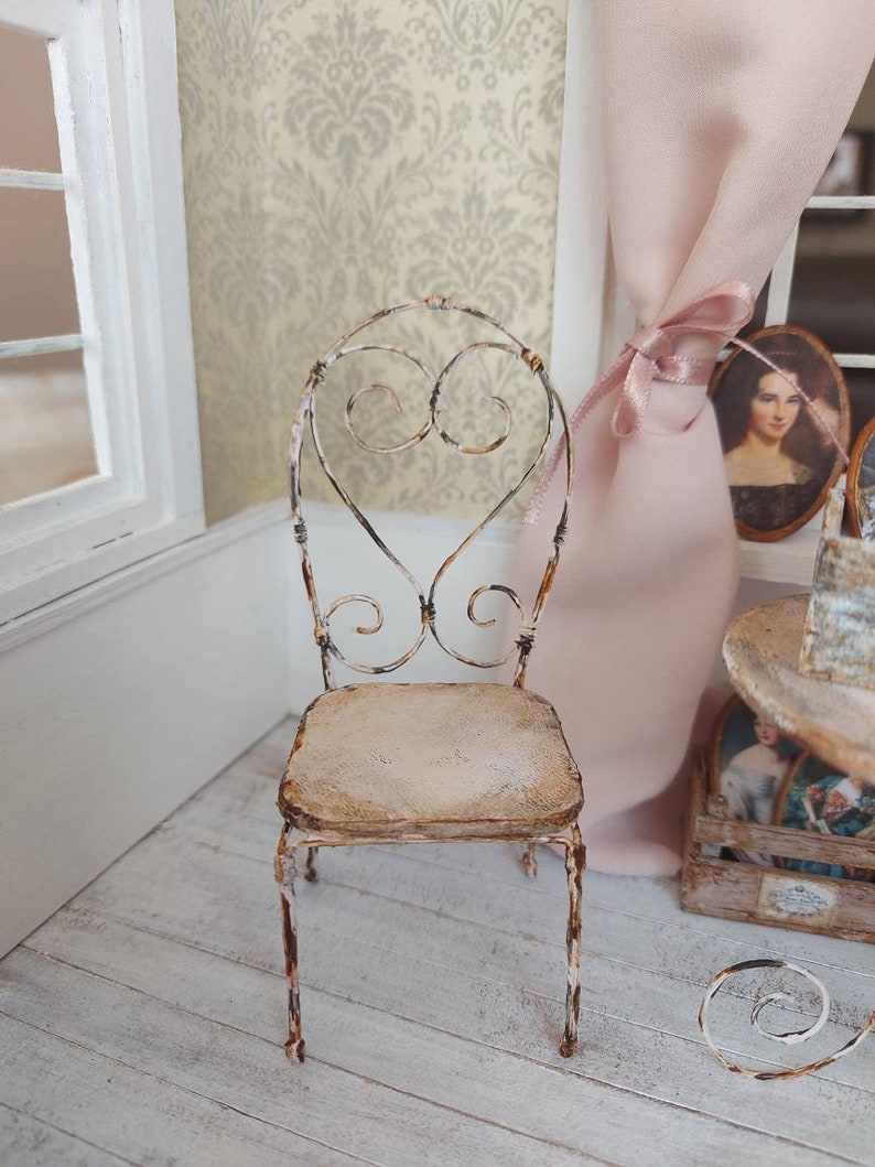 Miniature Garden Chair Dollhouse Wire Chair One Inch Scale - Etsy