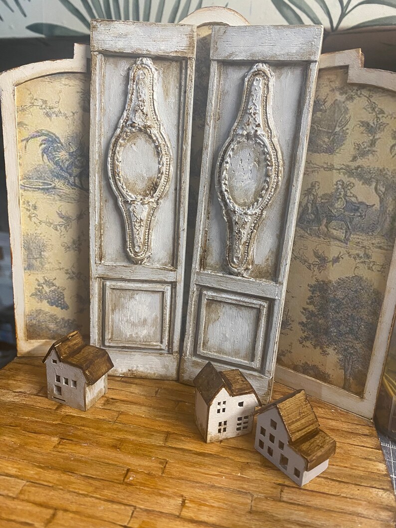Miniature Wooden Doors/two Wooden Panels/doors With Ornaments - Etsy
