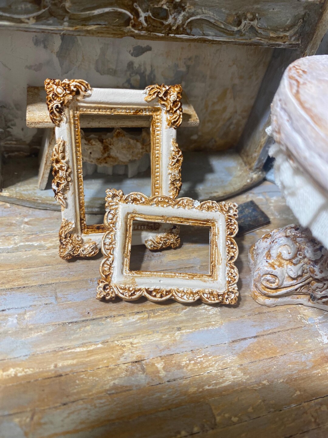 DOLLHOUSE Miniature French Style Frames in Set of Four/broqante Frames ...